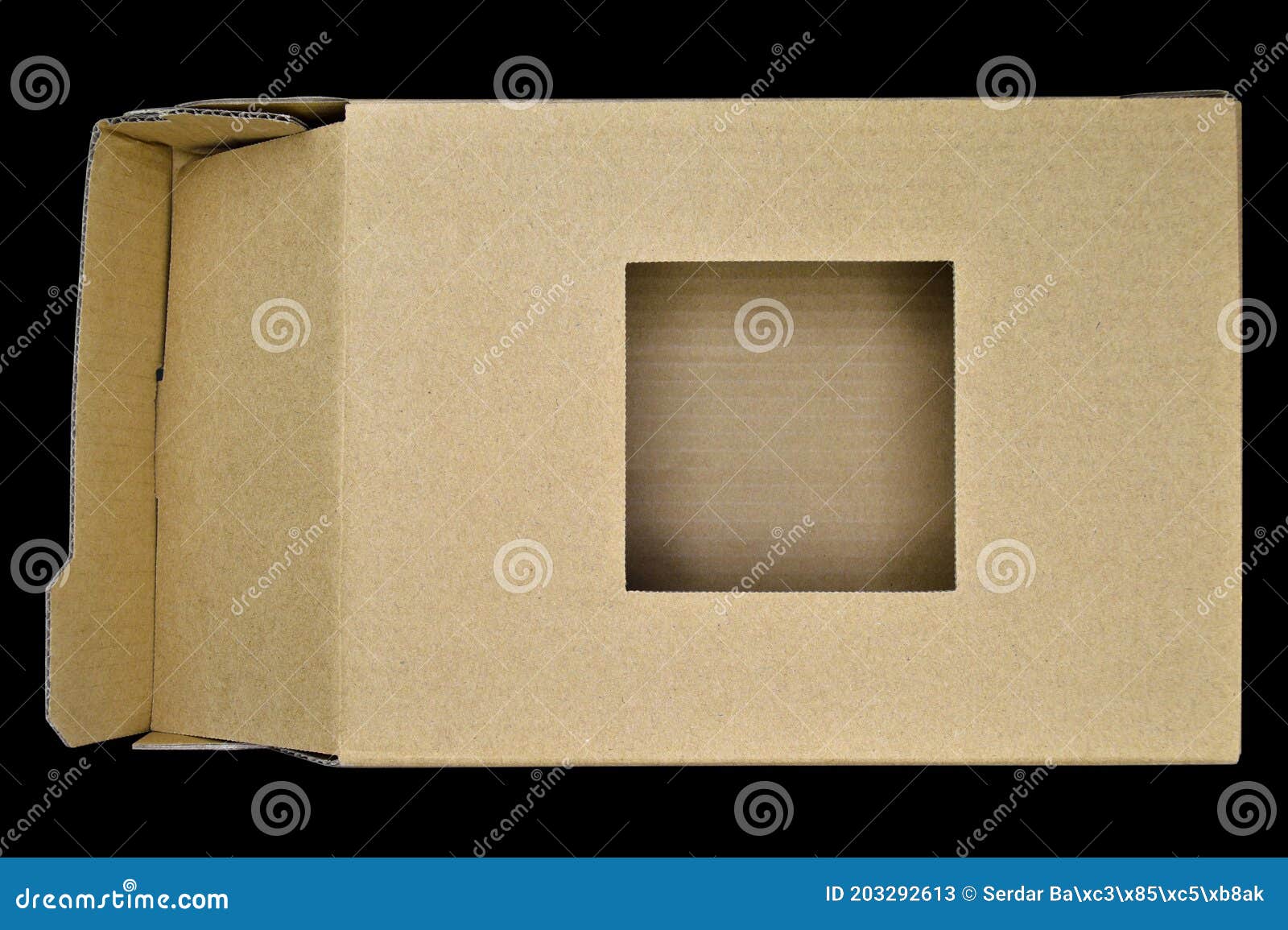 Rectangular Cardboard Box with Open Lid of Corrugated Cardboard ...