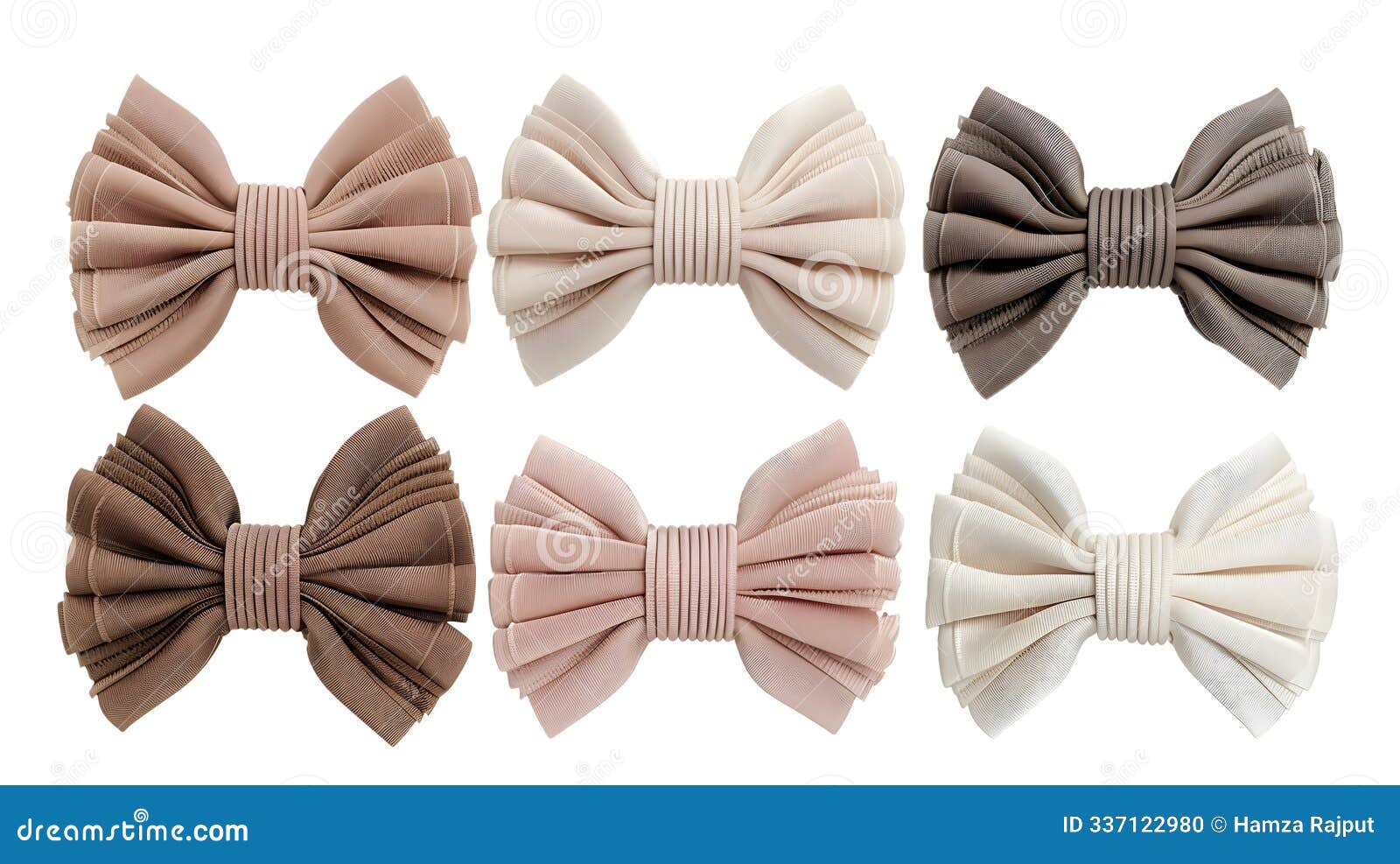 Beige Ribbons with Bows, Highly Detailed Isolated on White Background ...