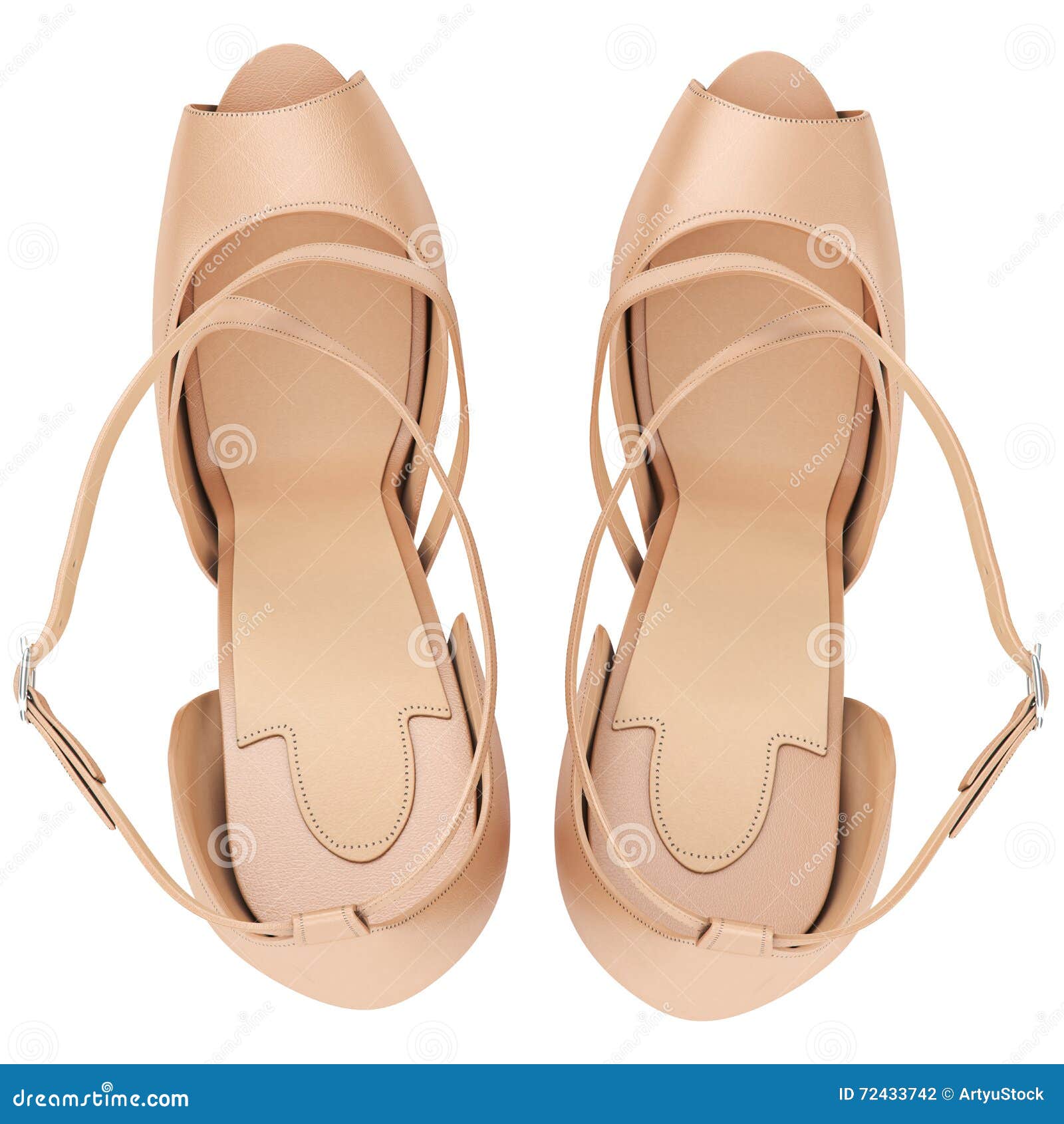 Beige Sandals with Heels, Top View Stock Illustration - Illustration of ...