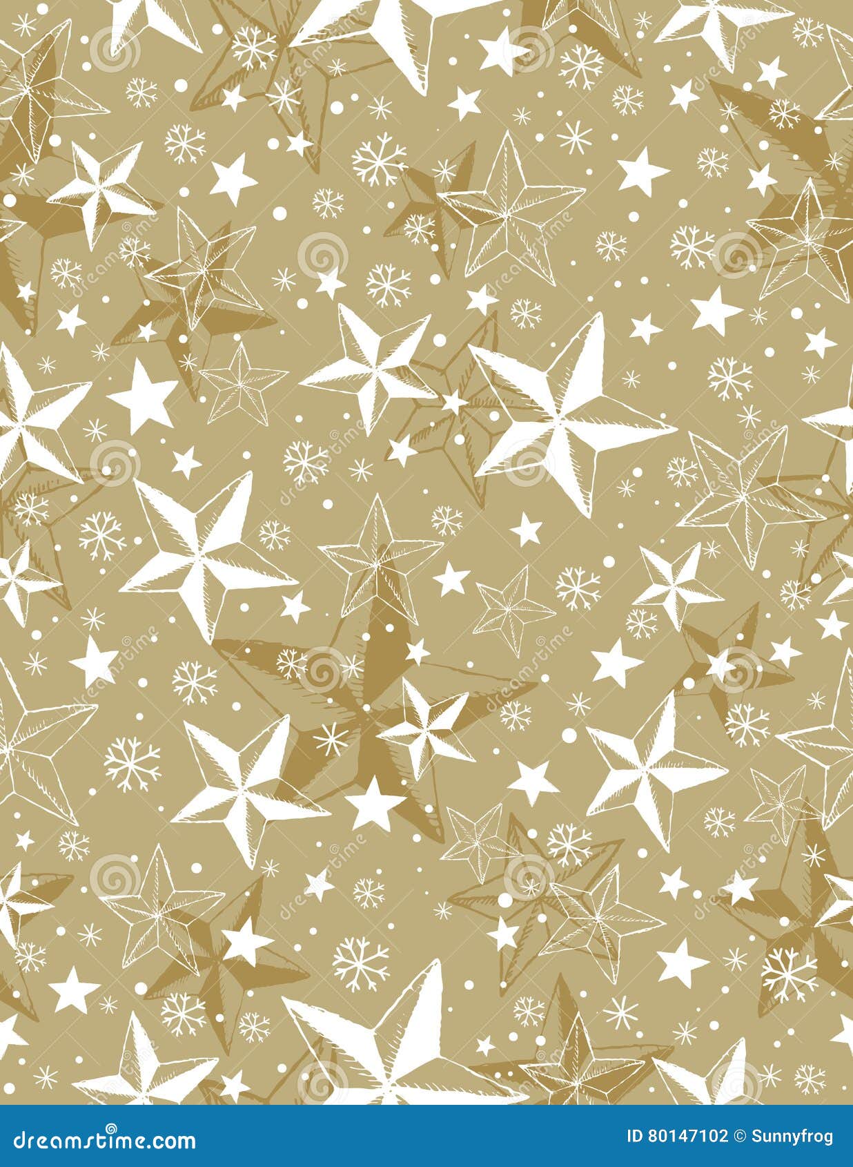 Beige Seamless Pattern Background with Snowflakes and Stars Stock ...