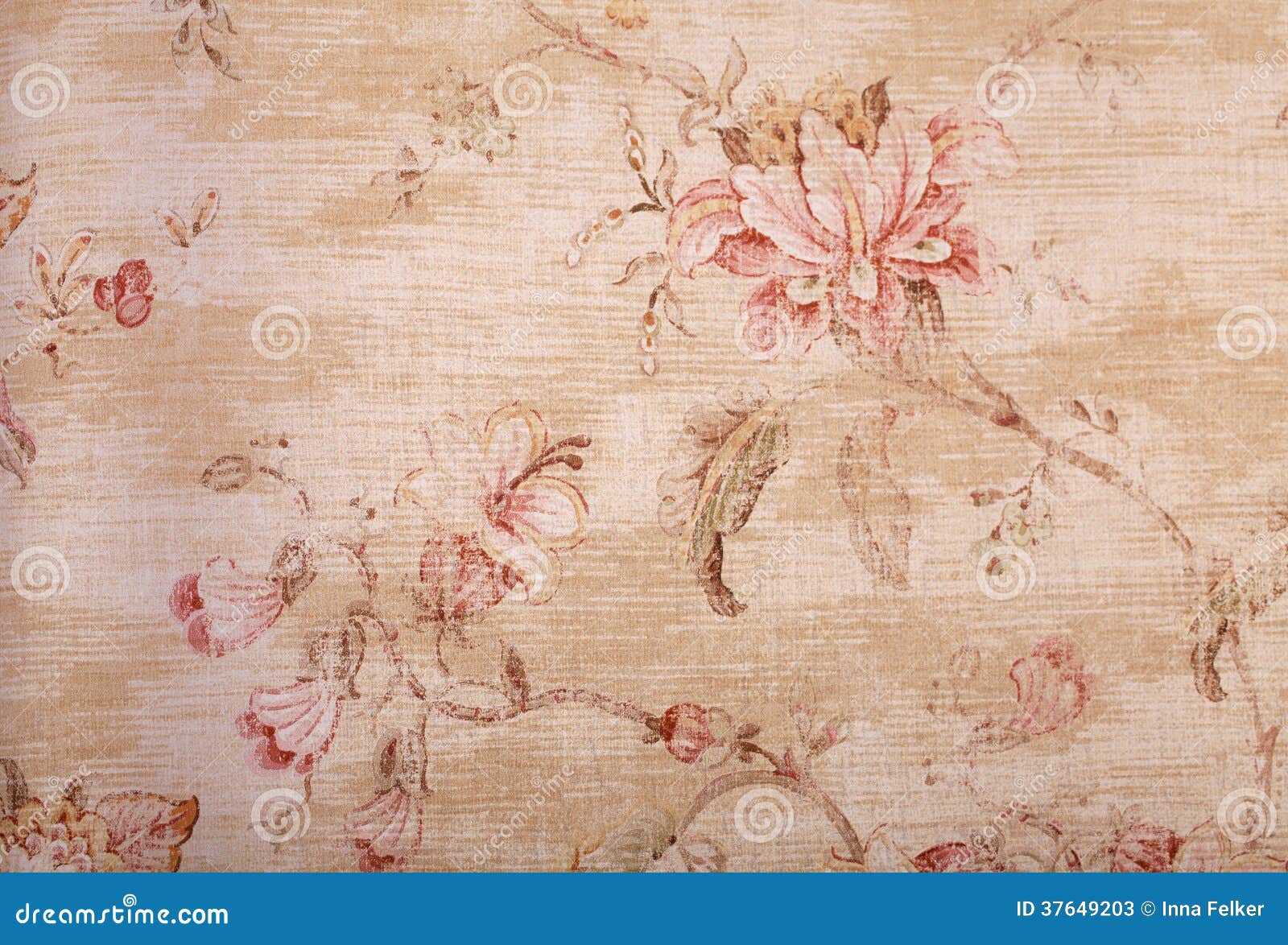 Beige Shabby Wallpaper with Floral Pattern Stock Image - Image of ...