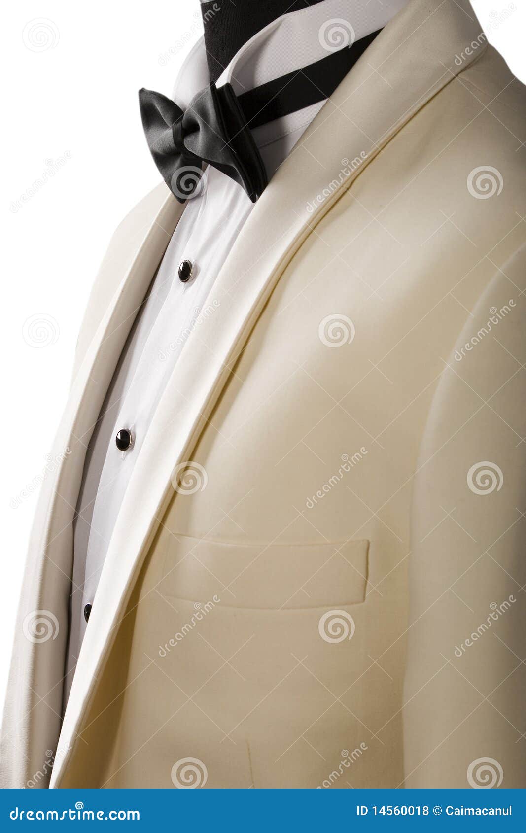 Beige Smoking, Weißes Hemd Und Schwarzes Bowtie Stockfoto - Bild von ...