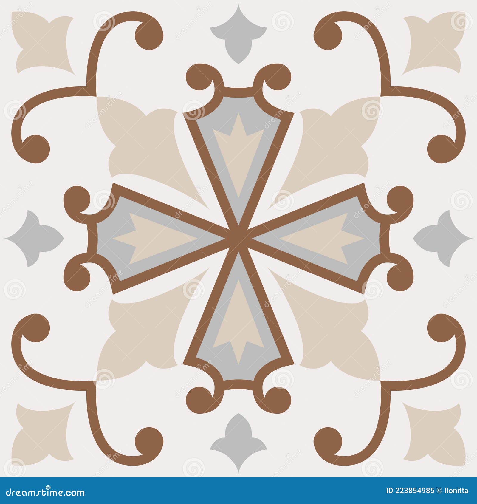 Beige Spanish Tile - Vector Ornamental Illustration Stock Vector ...