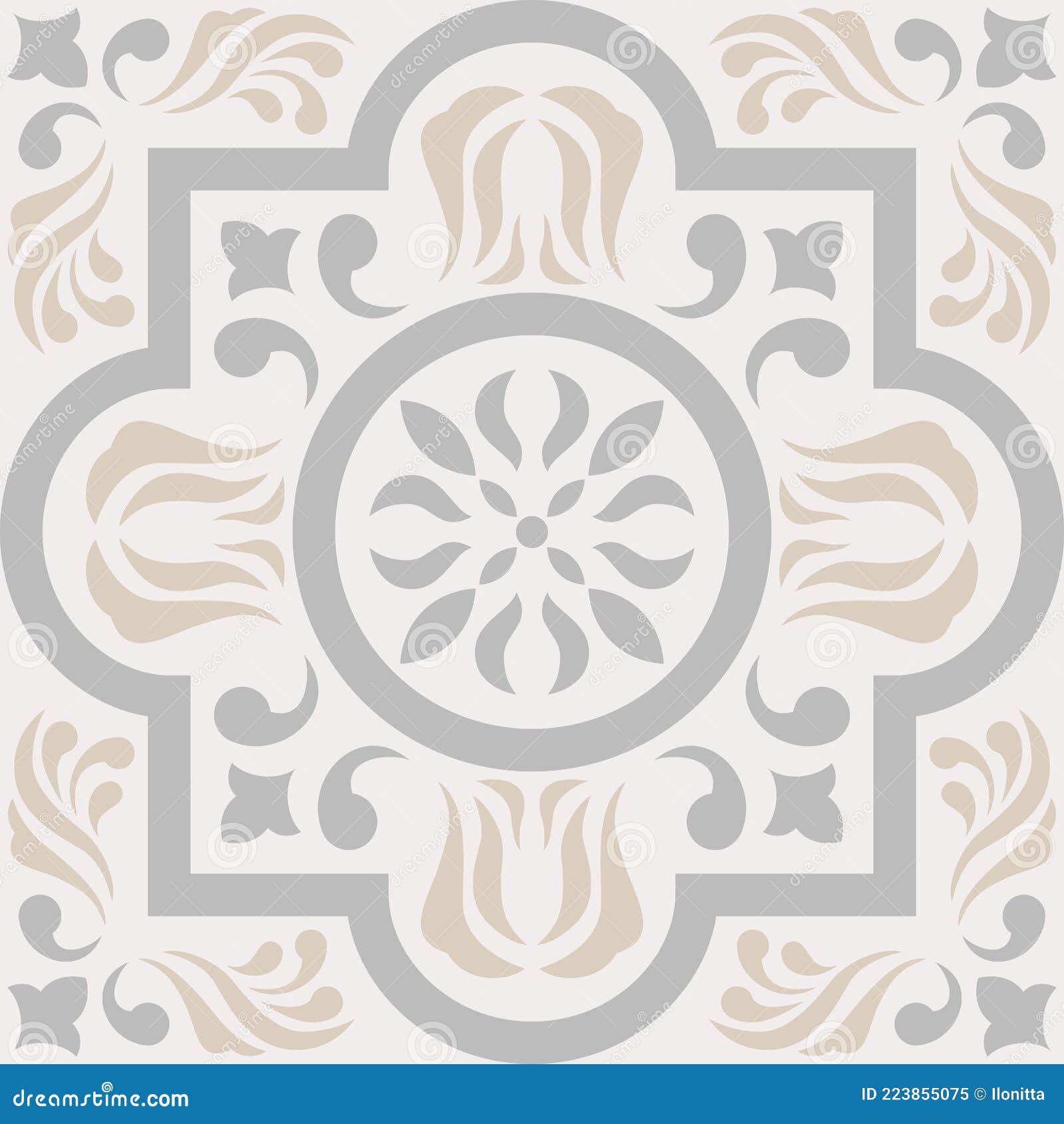 Beige Spanish Tile - Vector Ornamental Illustration Stock Vector ...