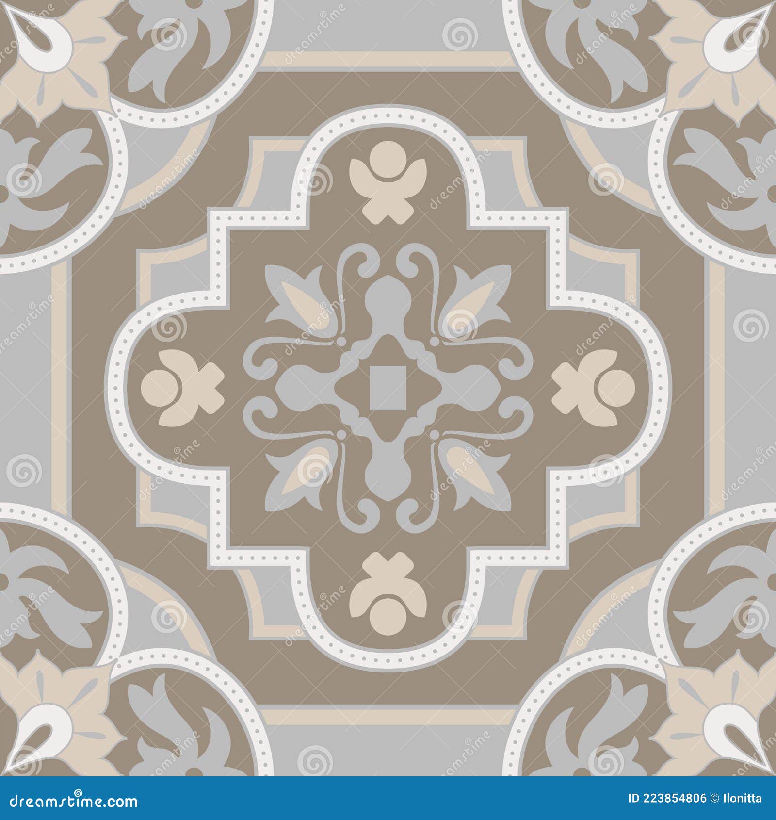 Beige Spanish Tile - Vector Ornamental Illustration Stock Vector ...
