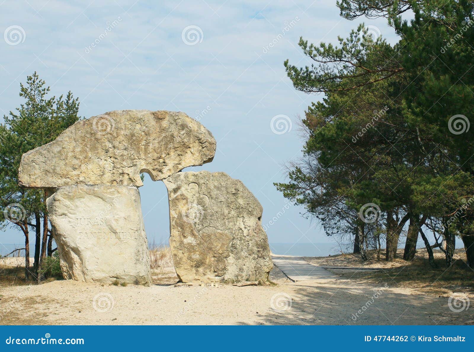 The Beige Stone Monument Standing at the Seashore in Latvia Stock Photo ...