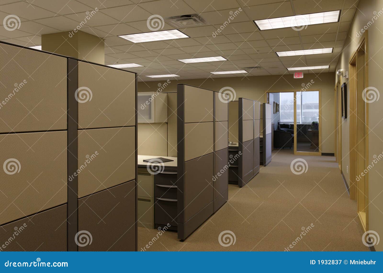 Beige Tan Generic Open Office Work Space Cubicals Stock Image - Image ...