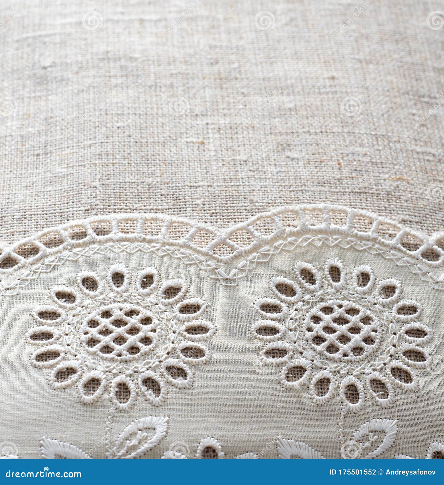 Beige Textured Fabric with Lace Edging Stock Photo - Image of flax ...