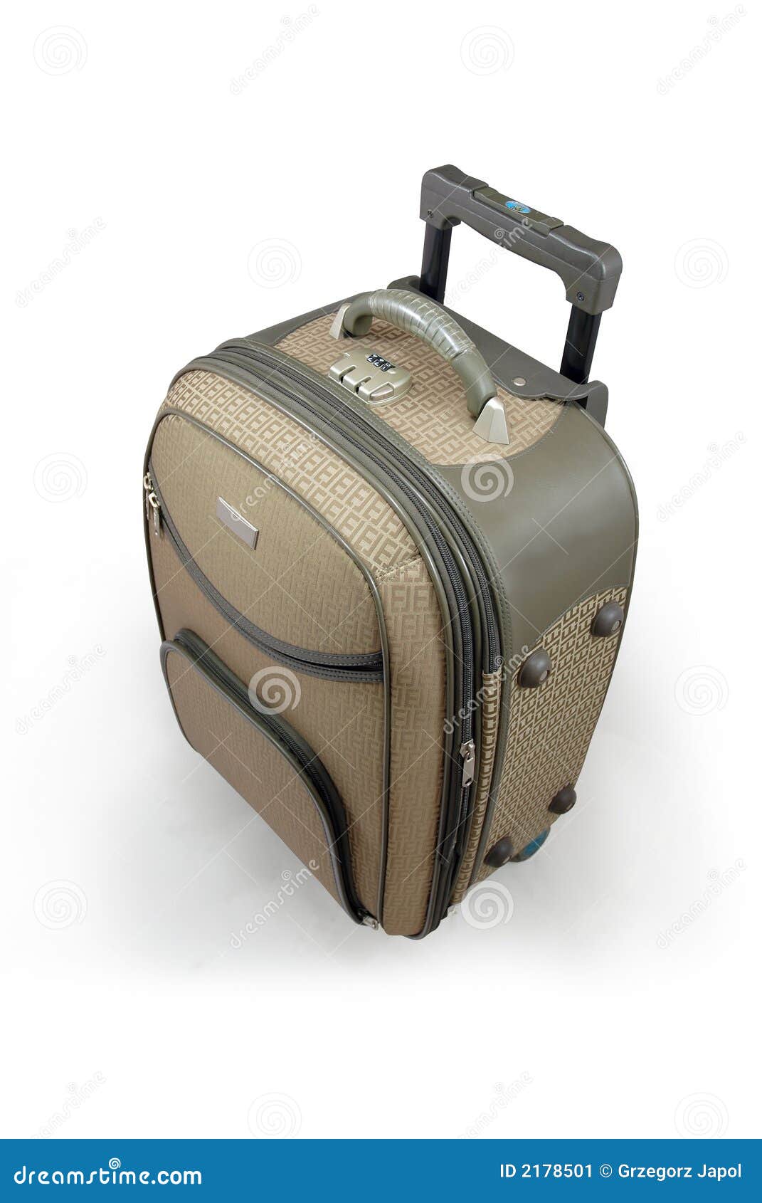 Beige travel suitcase stock image. Image of handbag, recreation - 2178501