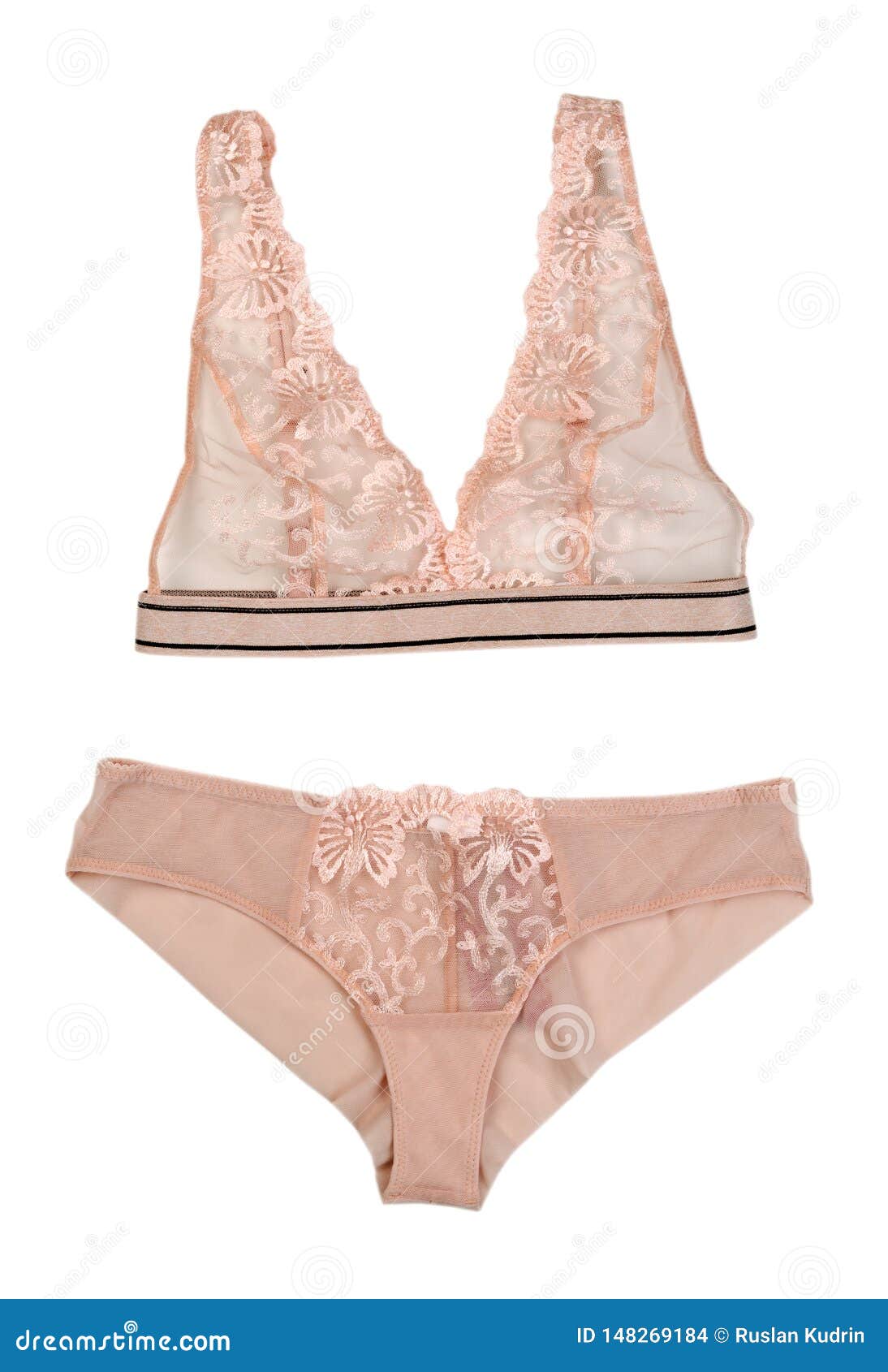 Beige Underwear Set. Isolate Stock Photo - Image of feminine, lady ...