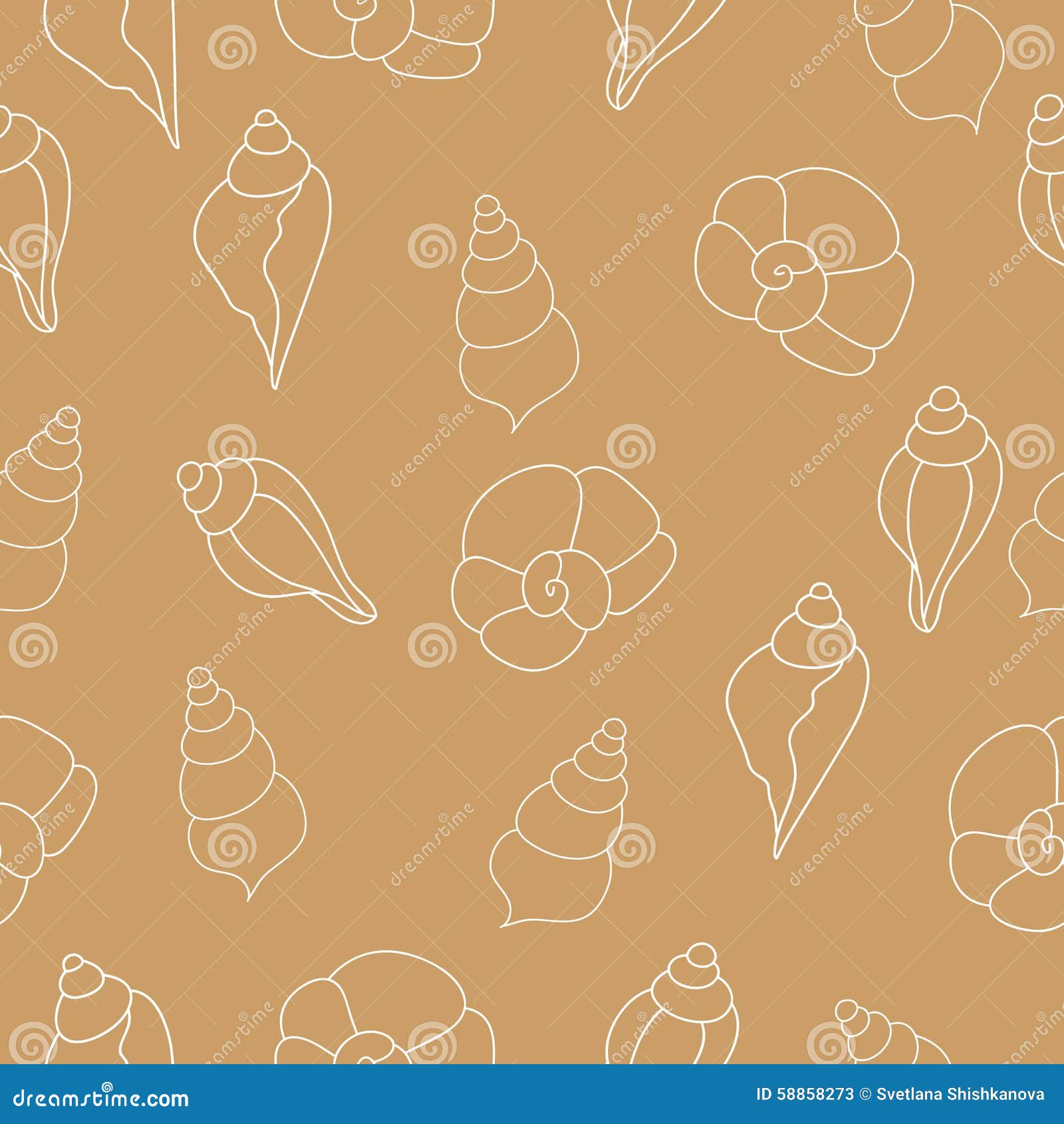 Beige Vector Seamless Pattern with Seashells Stock Vector ...