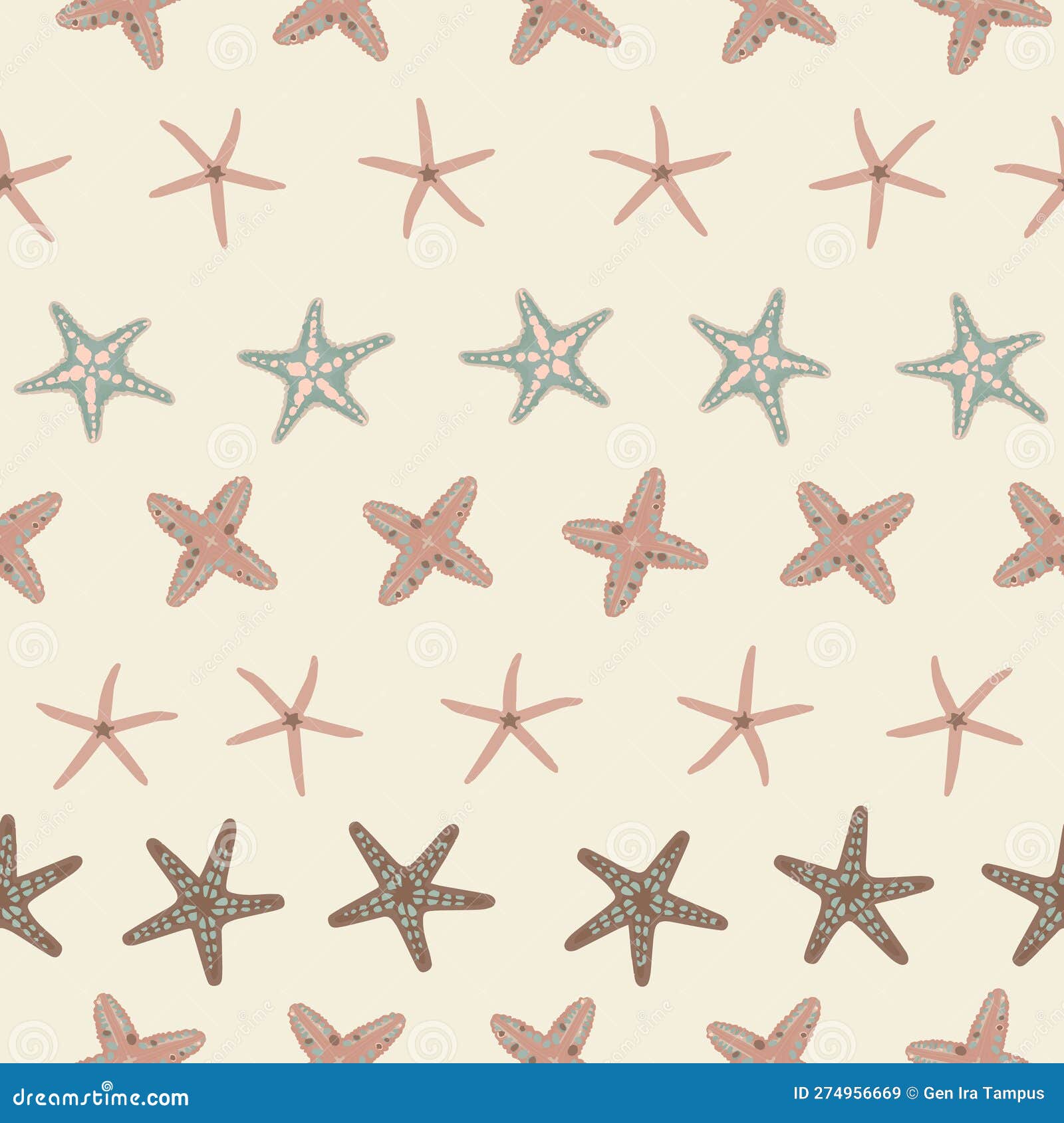 Beige Vector Starfish Seamless Repeat Pattern Stock Vector ...