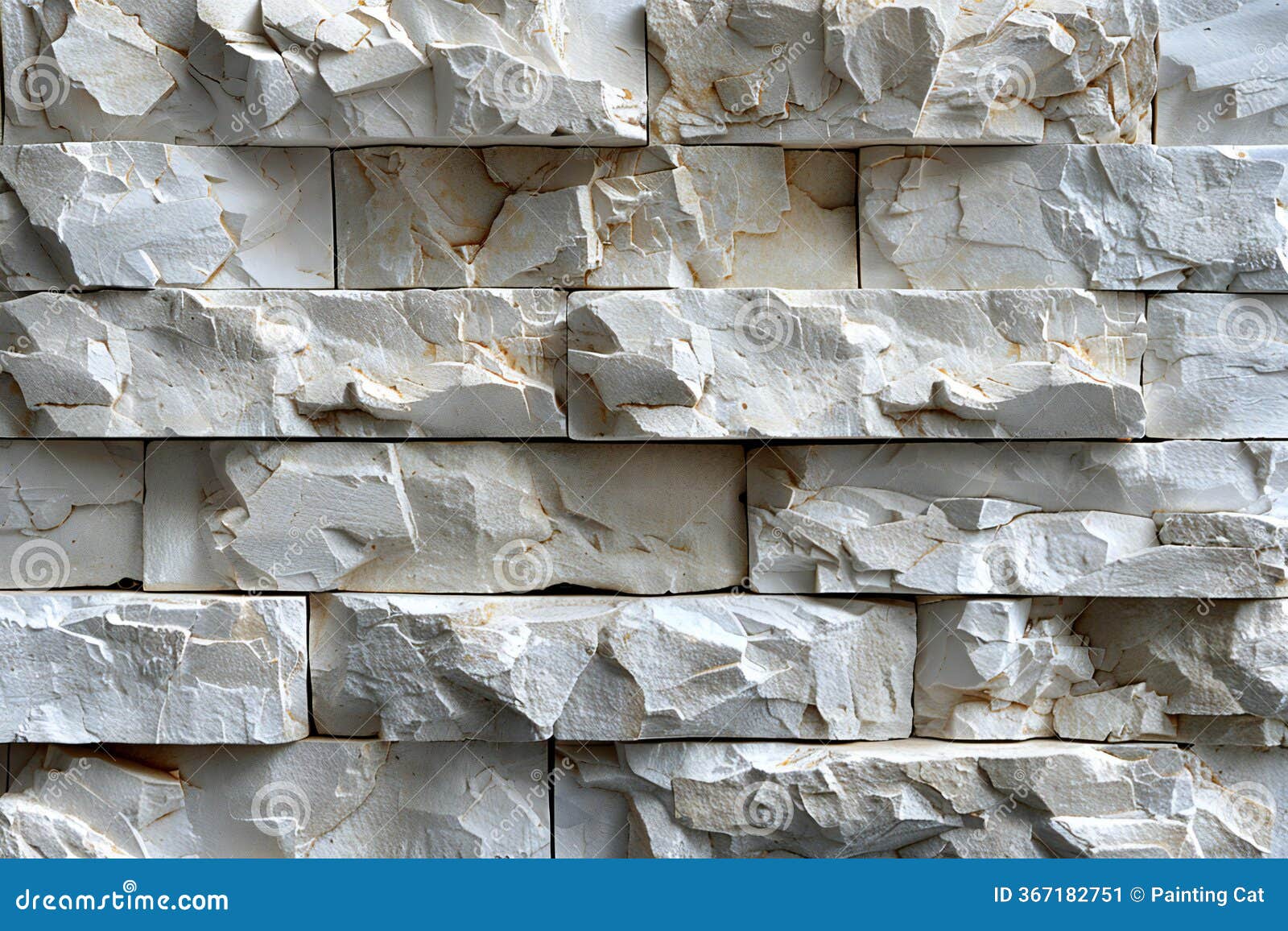 Beige Wall Background Made Of Rectangular White Sandstone Tiles, With A ...