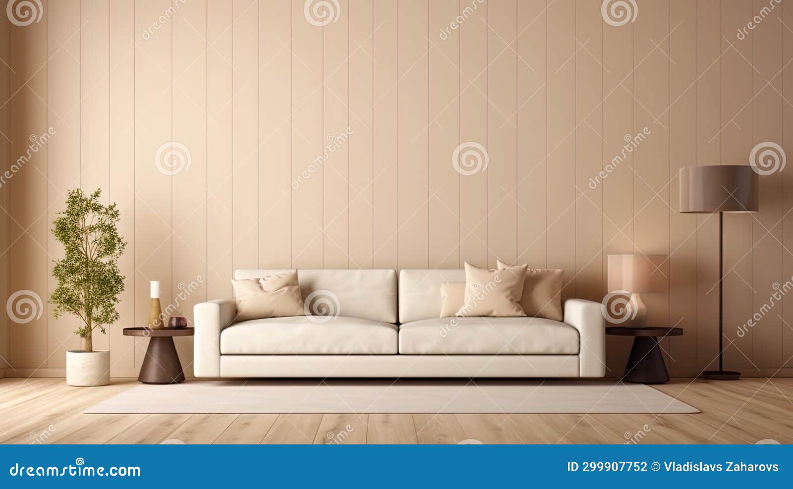Beige Wall Layout in the Living Room Awaiting Art Design Stock Photo ...