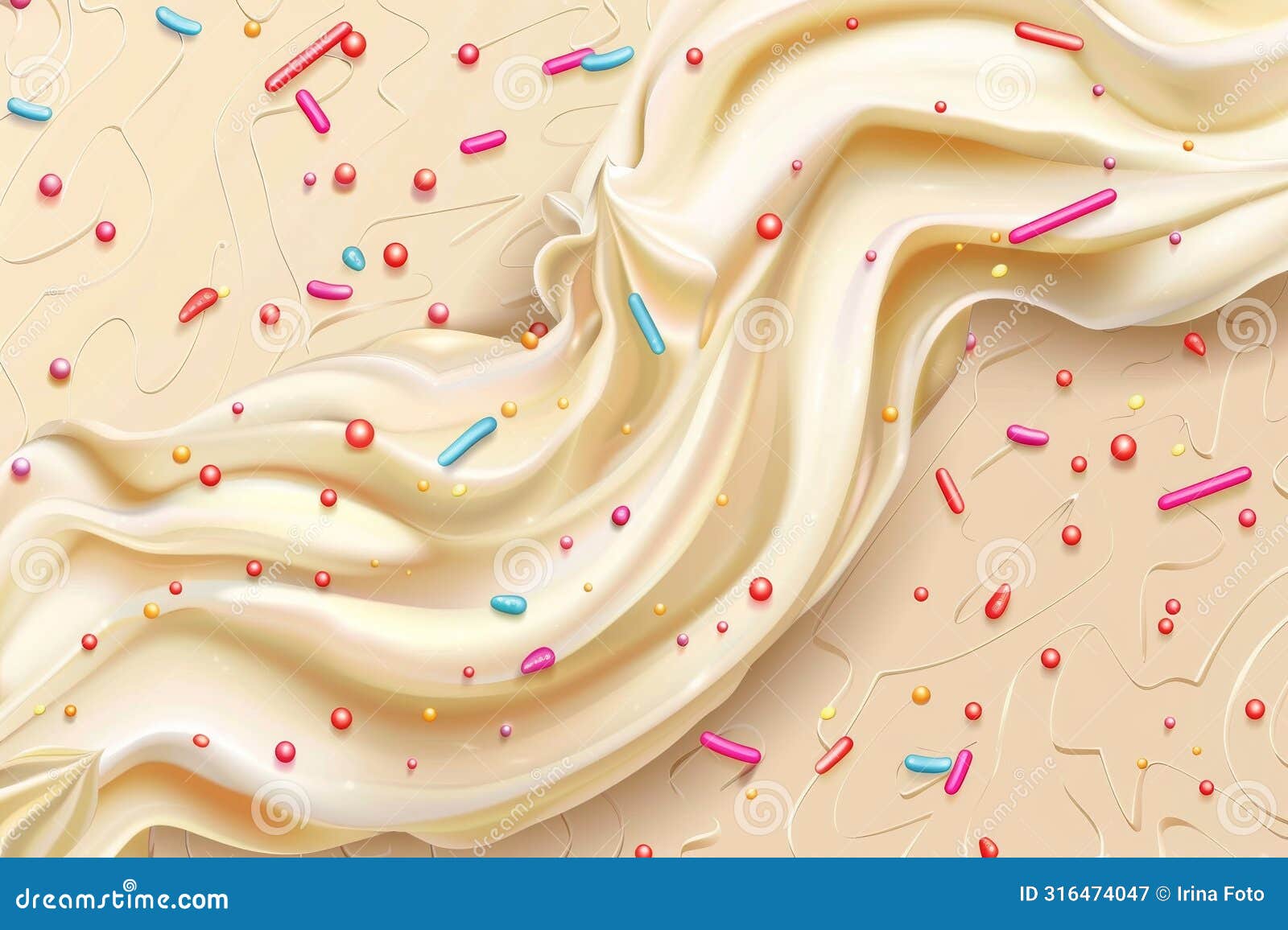 Beige Whipped Cream with Colorful Sprinkles. Stock Image - Image of ...
