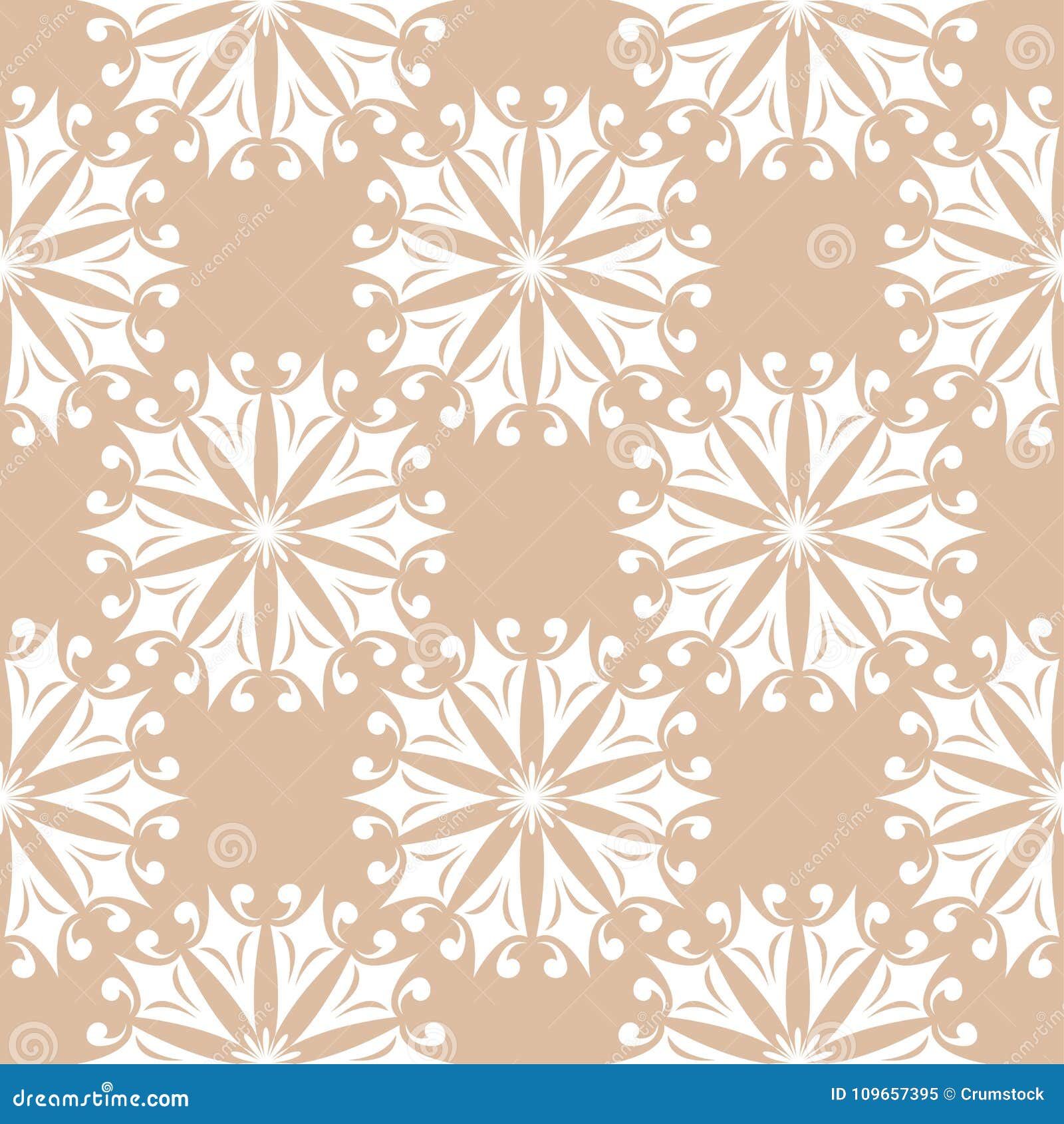 Beige and White Floral Seamless Pattern Stock Vector - Illustration of ...