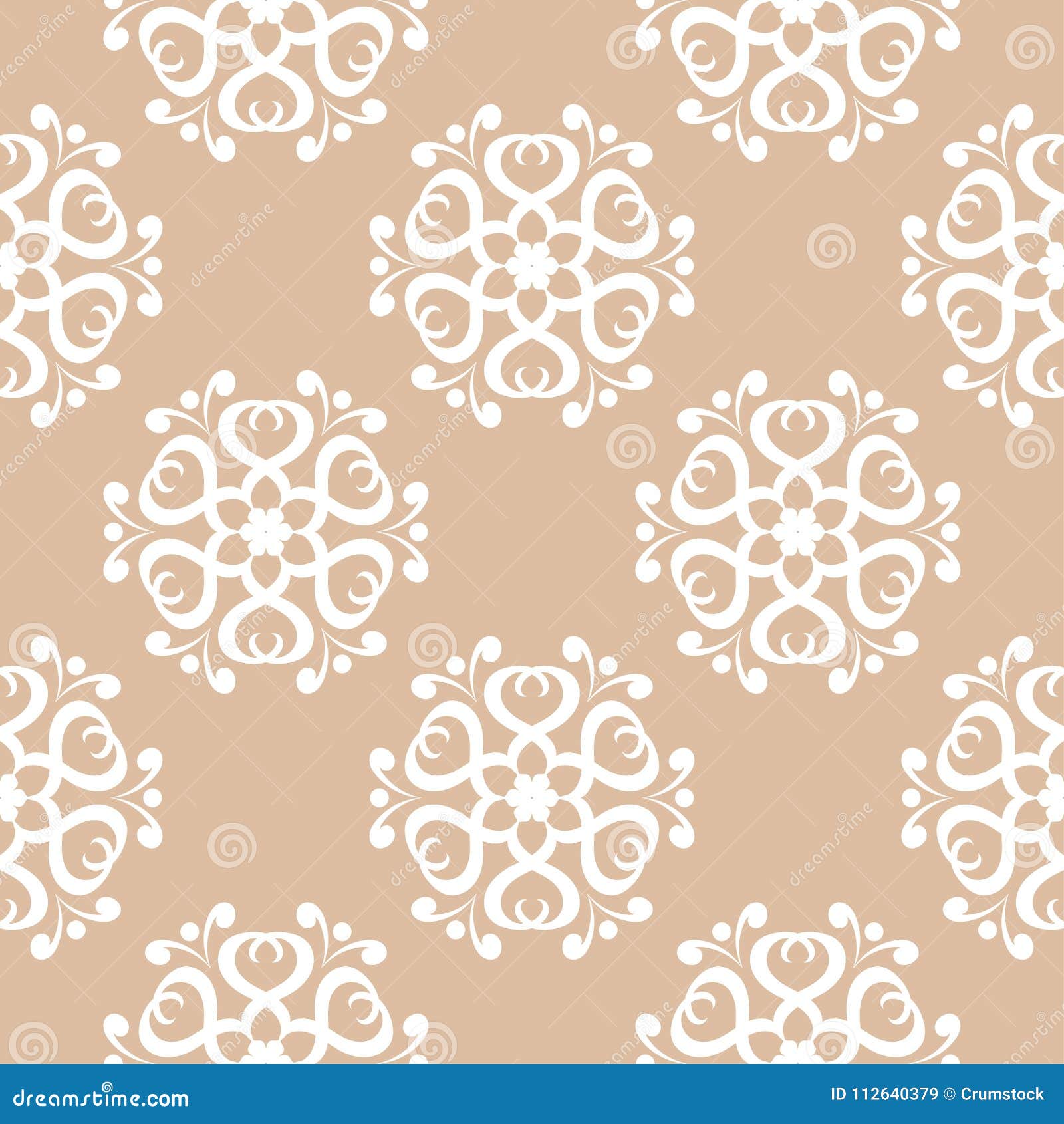 Beige and White Floral Seamless Pattern Stock Vector - Illustration of ...
