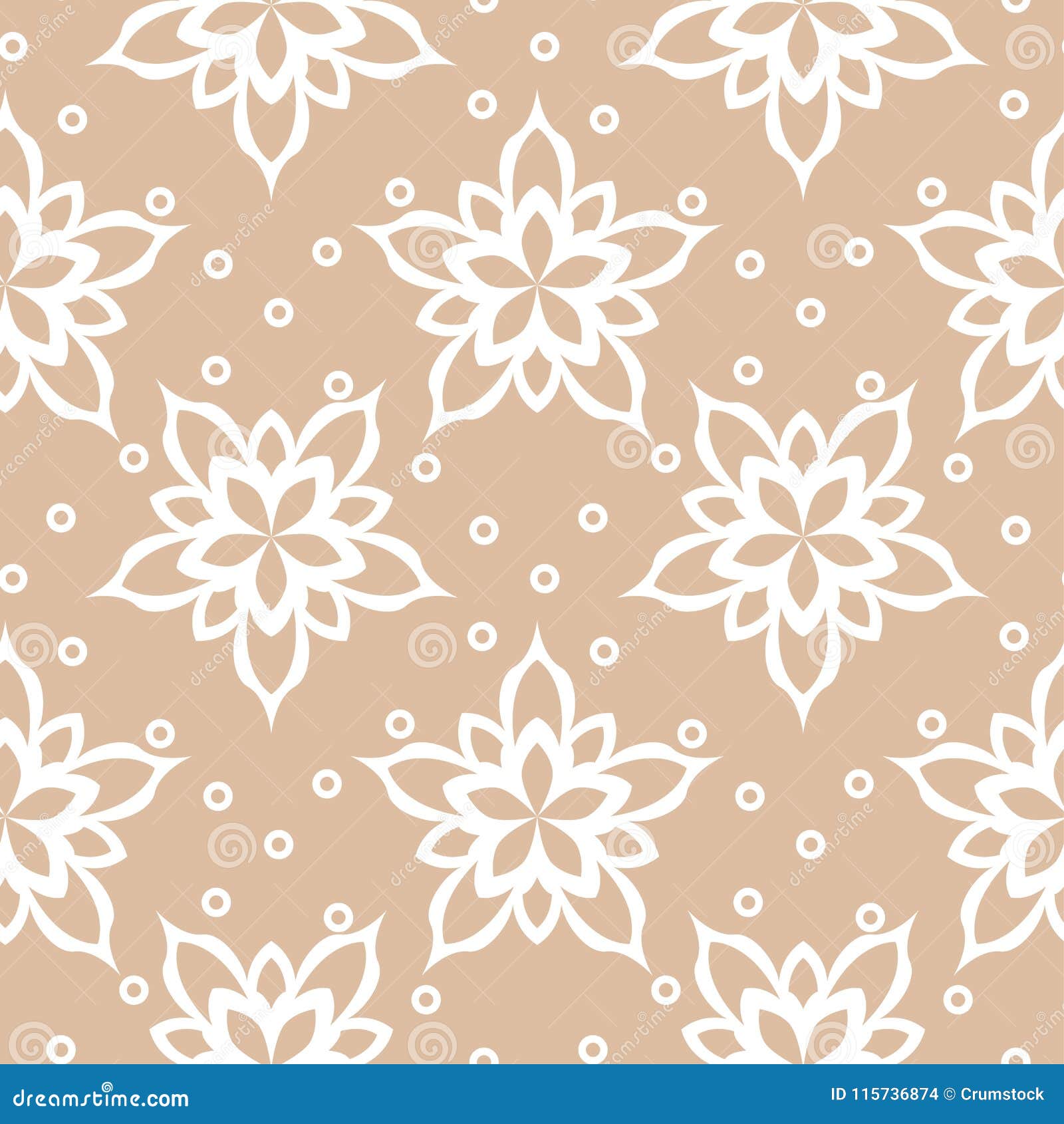 Beige and White Floral Seamless Pattern Stock Vector - Illustration of ...