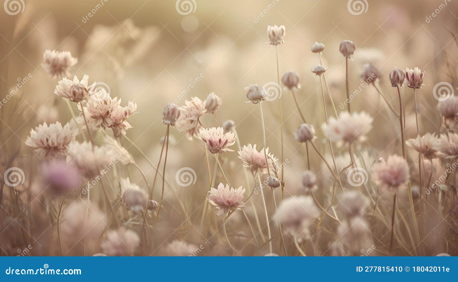 Beige Wild Flower Field Background at Day Time, Copy Space, AI ...
