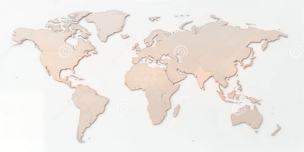 Beige World Map on White Background Stock Illustration - Illustration ...