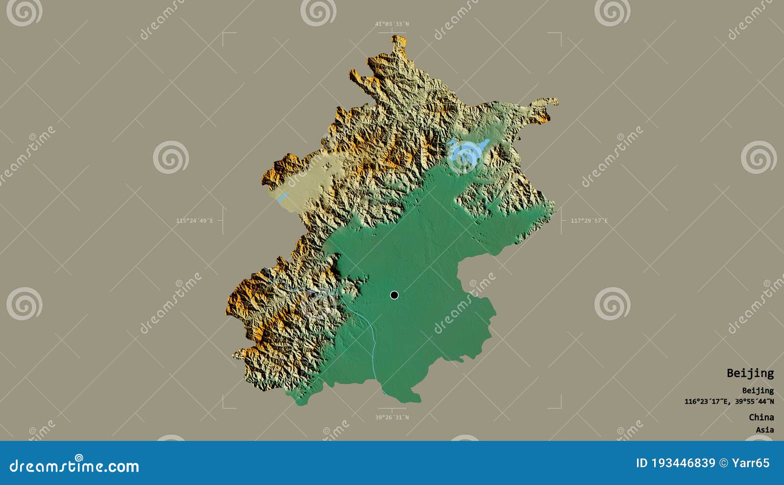 Beijing - China. Bounding Box. Relief Stock Illustration - Illustration ...