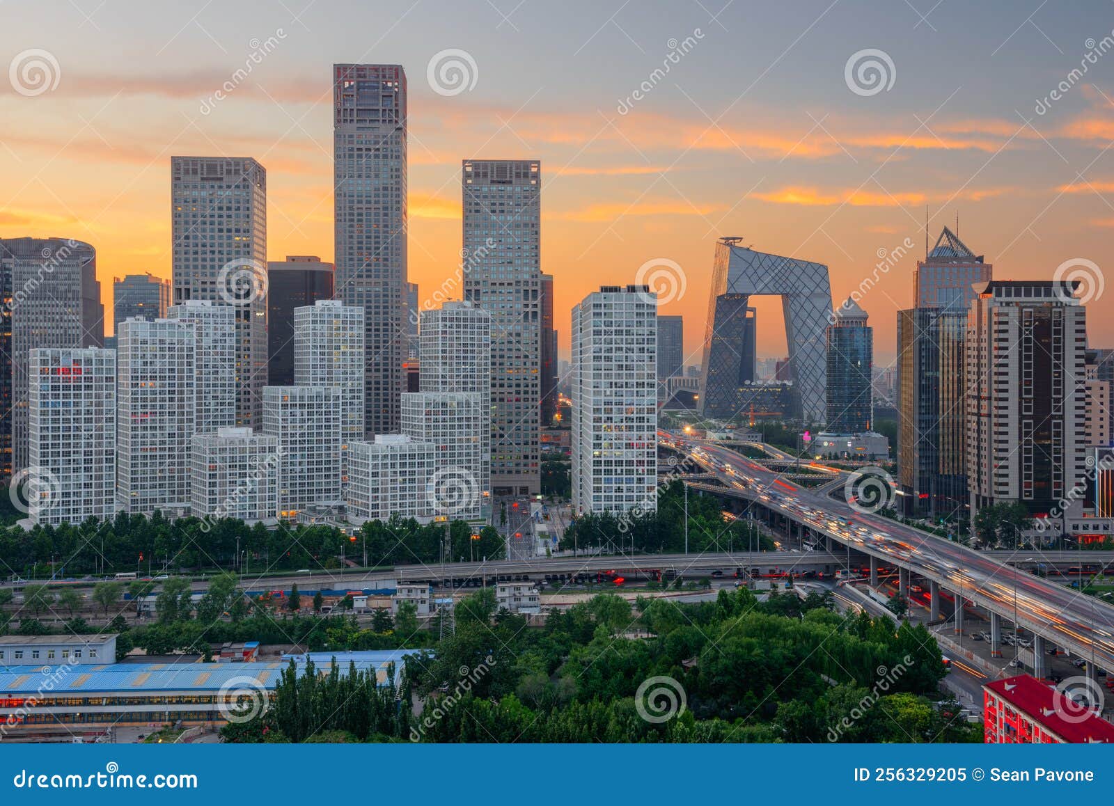 Beijing, China CBD Skyline at Sunset Stock Image - Image of landmark ...