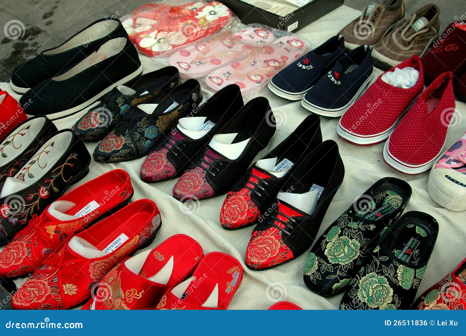 Beijing, China: Display of Chinese Shoes Editorial Photo - Image of ...