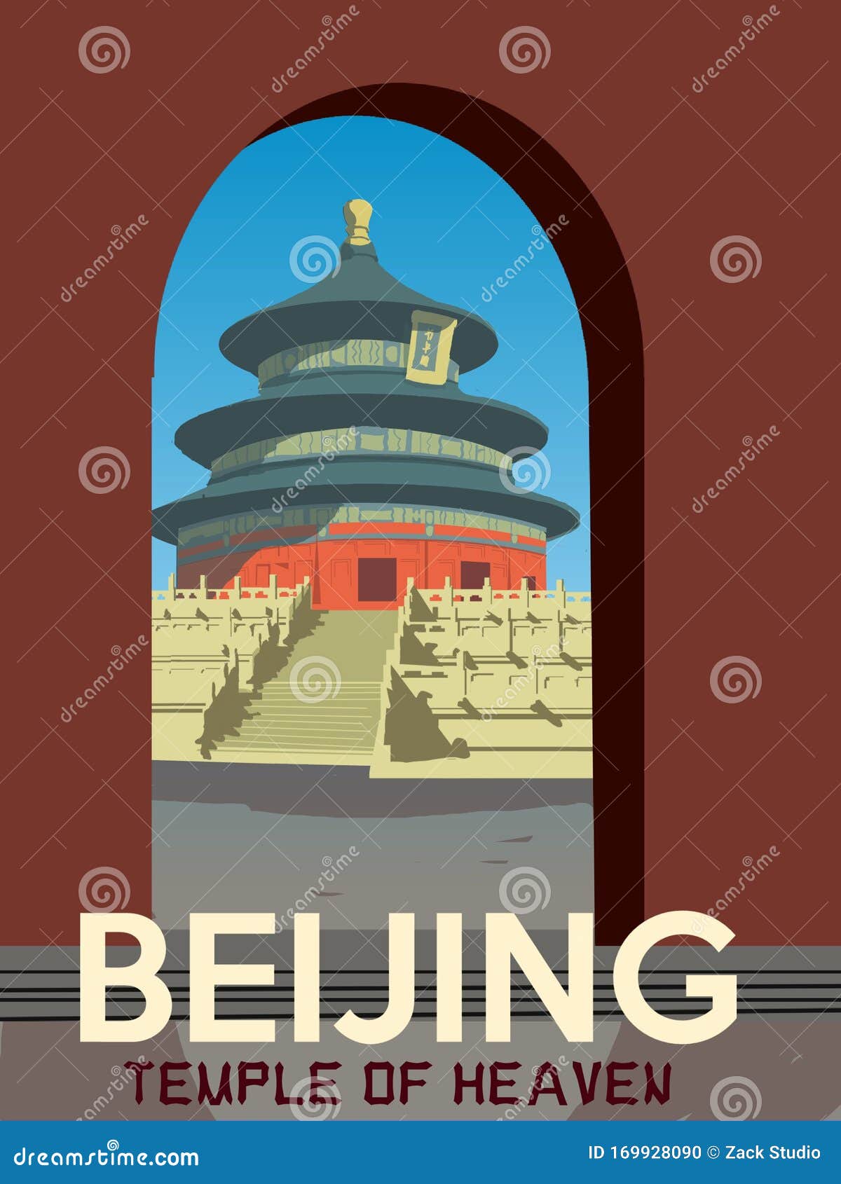 Beijing China Illustration Vintage Style Concept for Travel Poster with ... Beijing China Illustration Vintage Style Concept for Travel Poster with ...