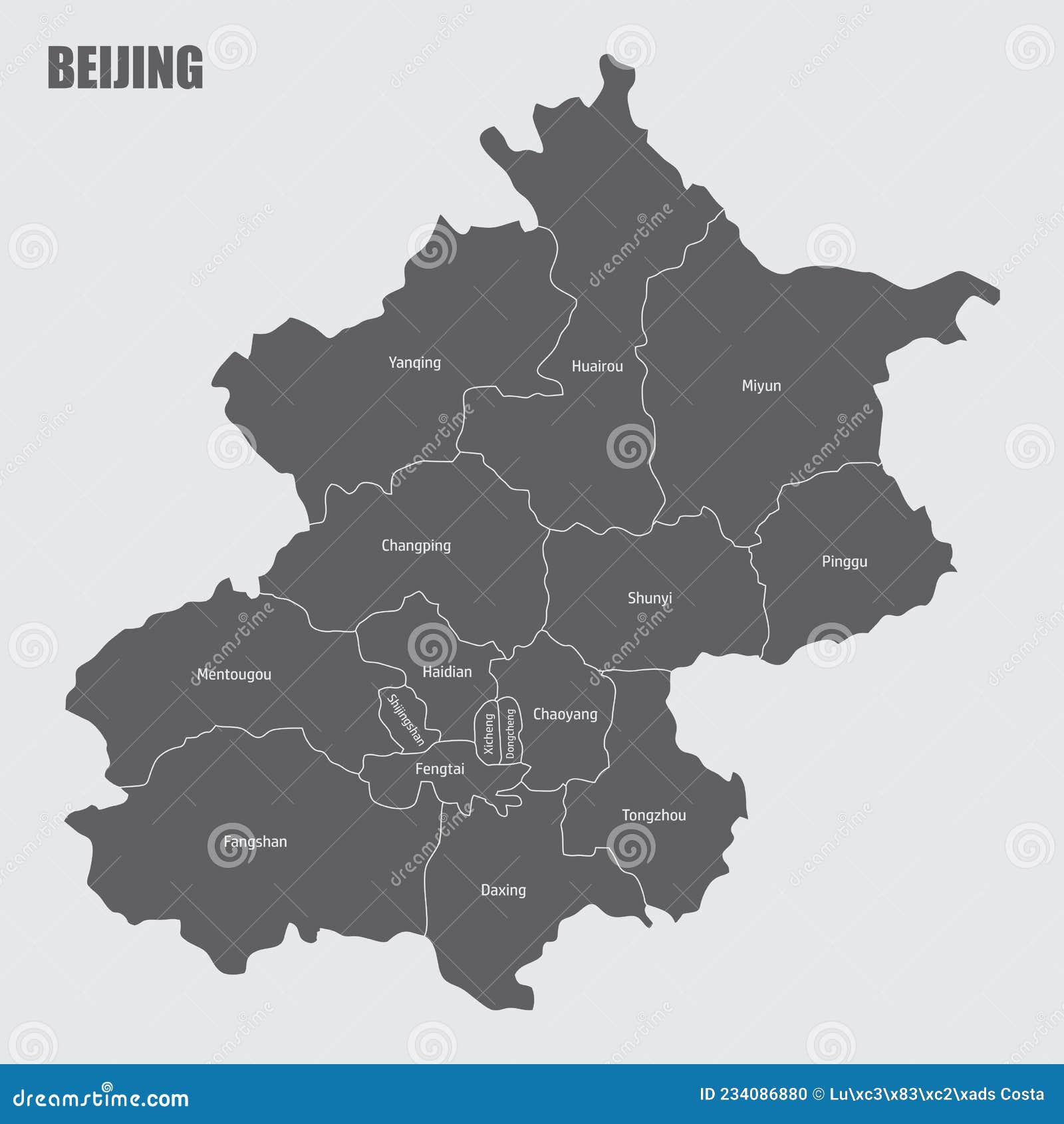 Beijing administrative map stock vector. Illustration of vintage ...