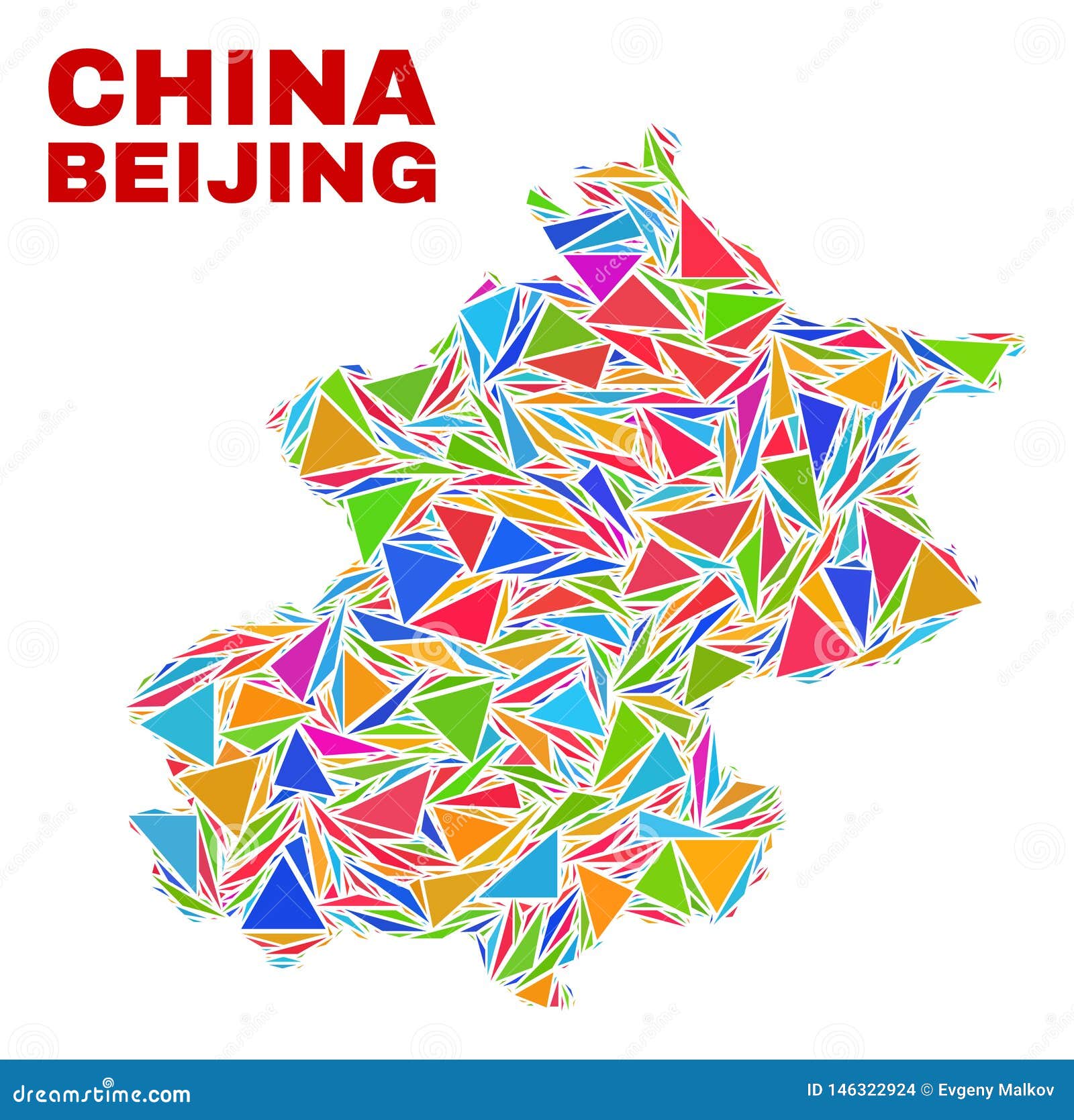 Beijing City Map - Mosaic of Color Triangles Stock Vector ...