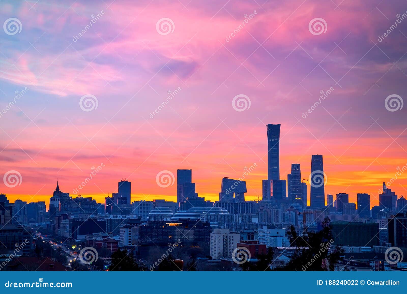 Beijing Cityscape at Dawn stock photo. Image of twilight - 188240022