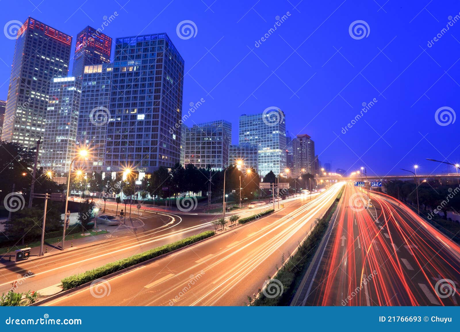 Beijing Cityscape at Dusk with Traffic Stock Image - Image of highrise ...
