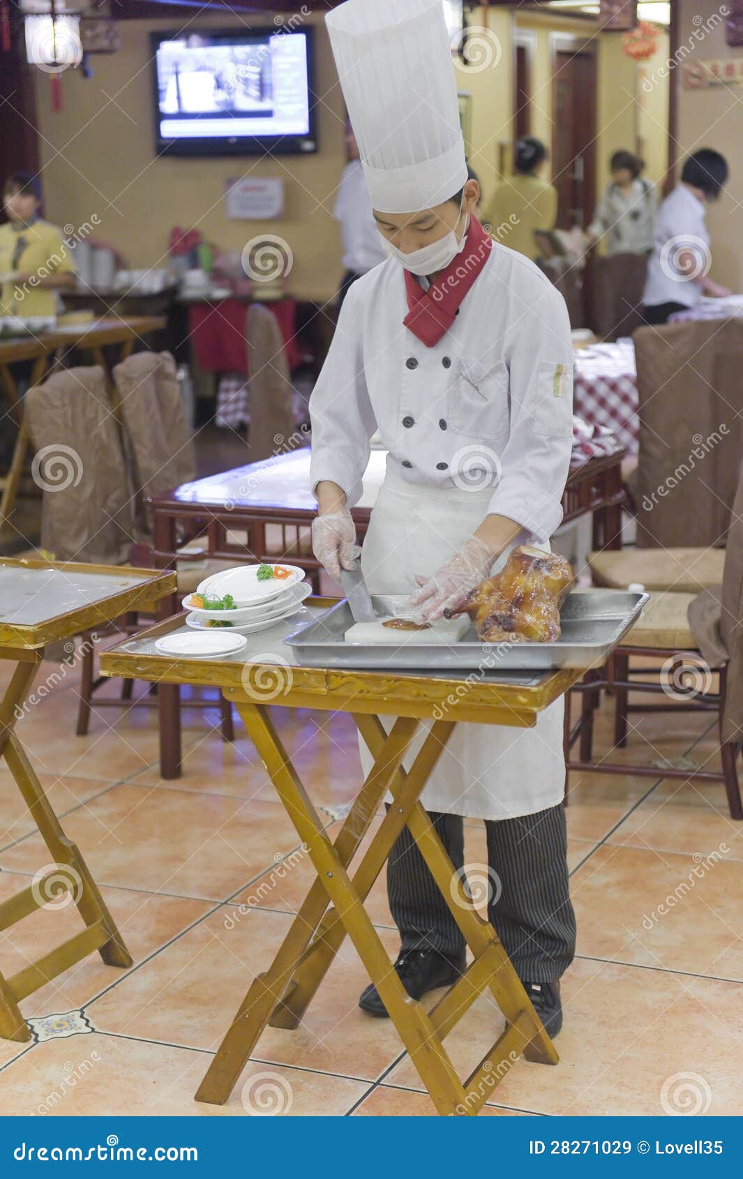 Beijing duck being cut editorial stock image. Image of peking - 28271029