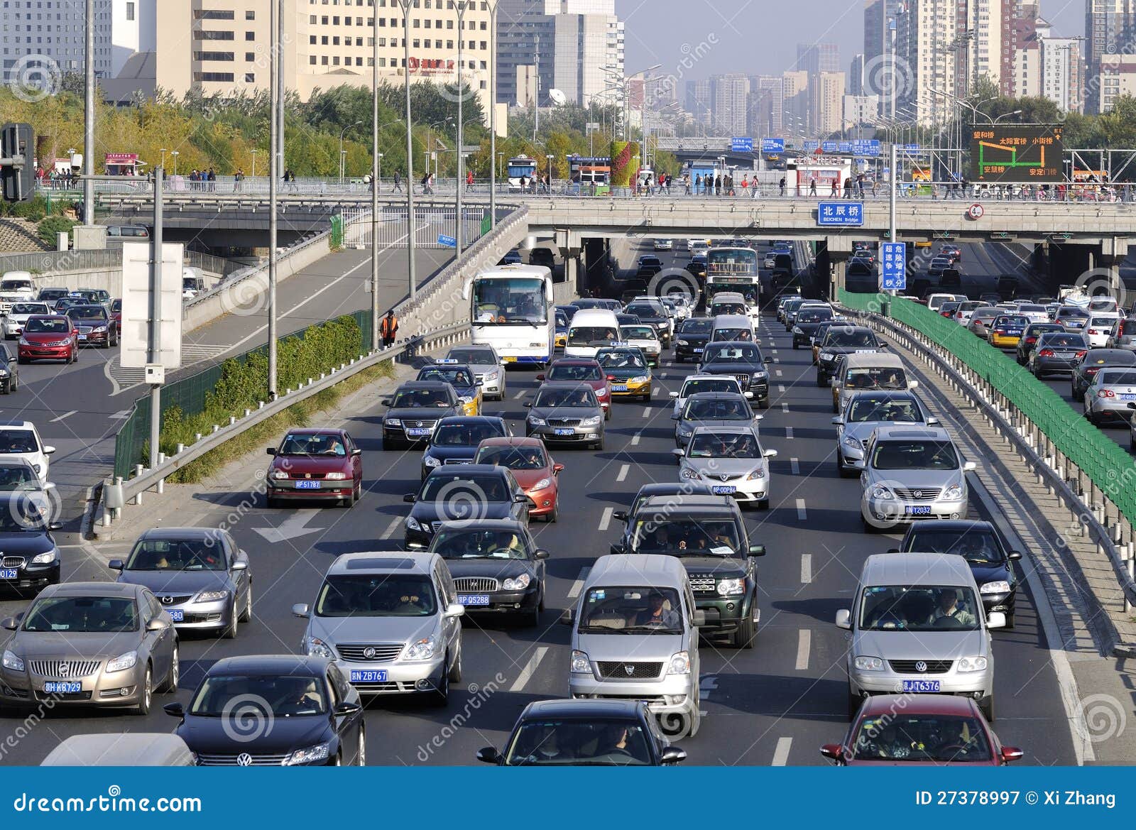 Beijing heavy traffic jam editorial photography. Image of construction ...
