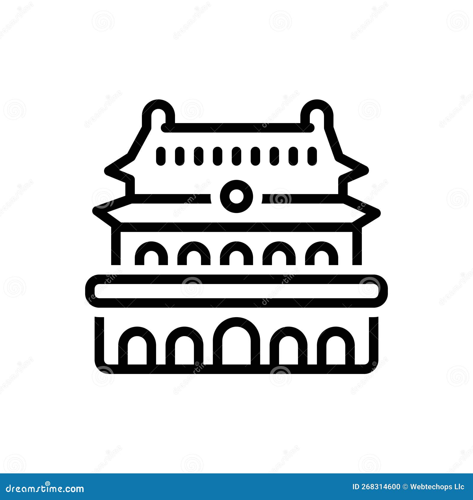 Black Line Icon for Beijing, Seoul and Temple Stock Vector ...