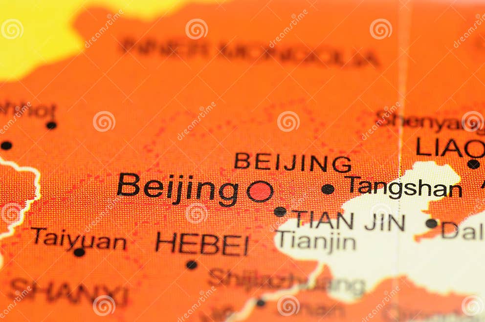 Beijing on map stock photo. Image of closeup, cartography - 6838466