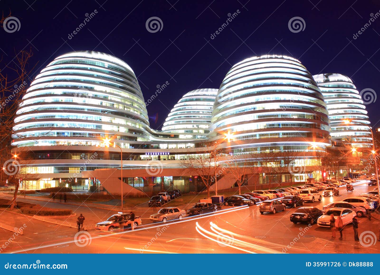 Beijing Modern Buildings at Night Editorial Photo - Image of business ...
