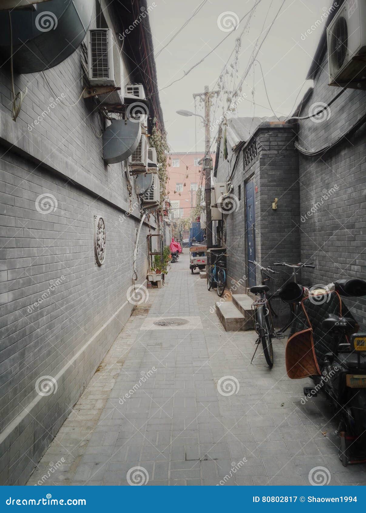 Beijing old alley street editorial photography. Image of wall - 80802817