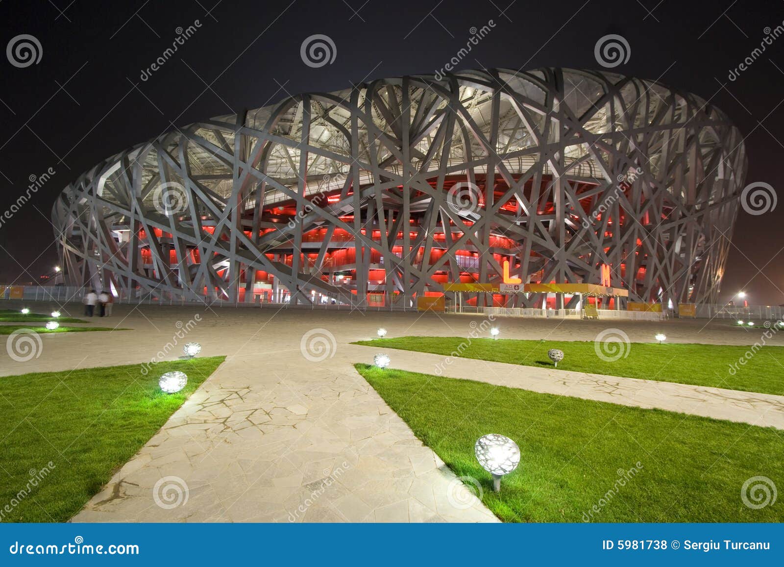 Beijing Olympic Stadium at Night Editorial Stock Photo - Image of ...