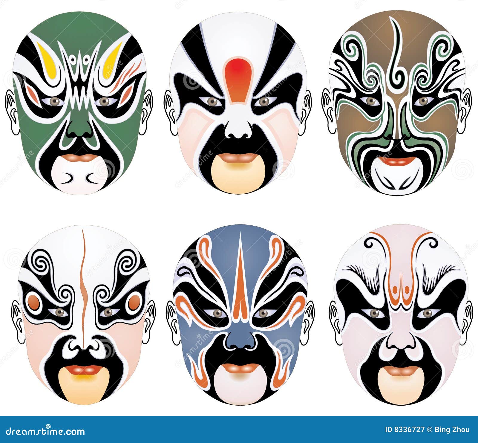 Beijing Opera facial mask stock vector. Illustration of black - 8336727