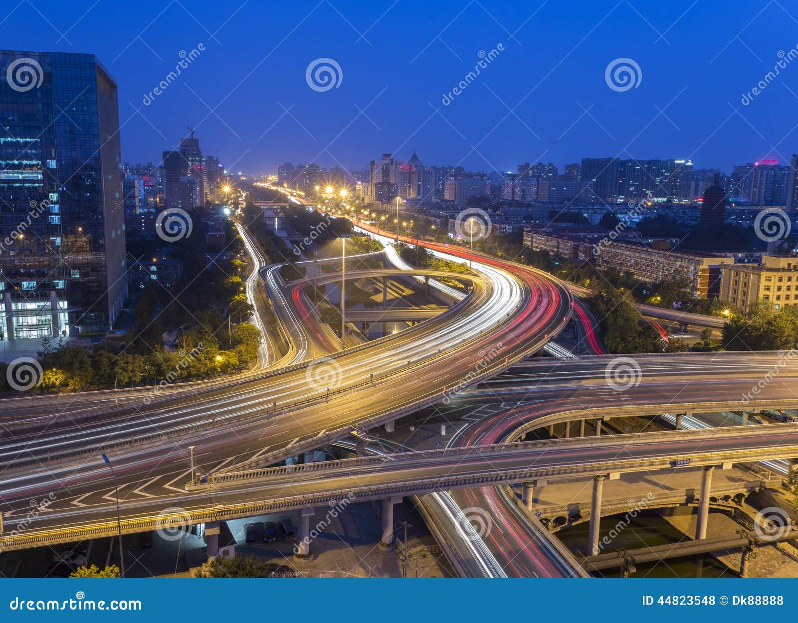 Beijing overpass at night stock photo. Image of curves - 44823548