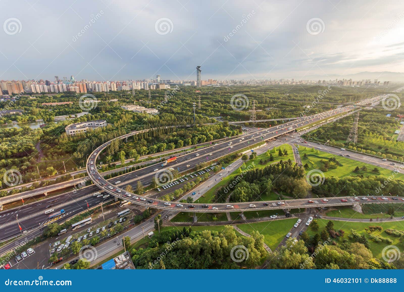 Beijing overpass at night stock image. Image of evening - 46032101