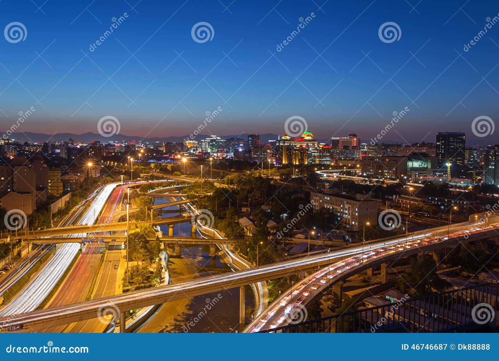 Beijing overpass at night editorial photography. Image of building ...