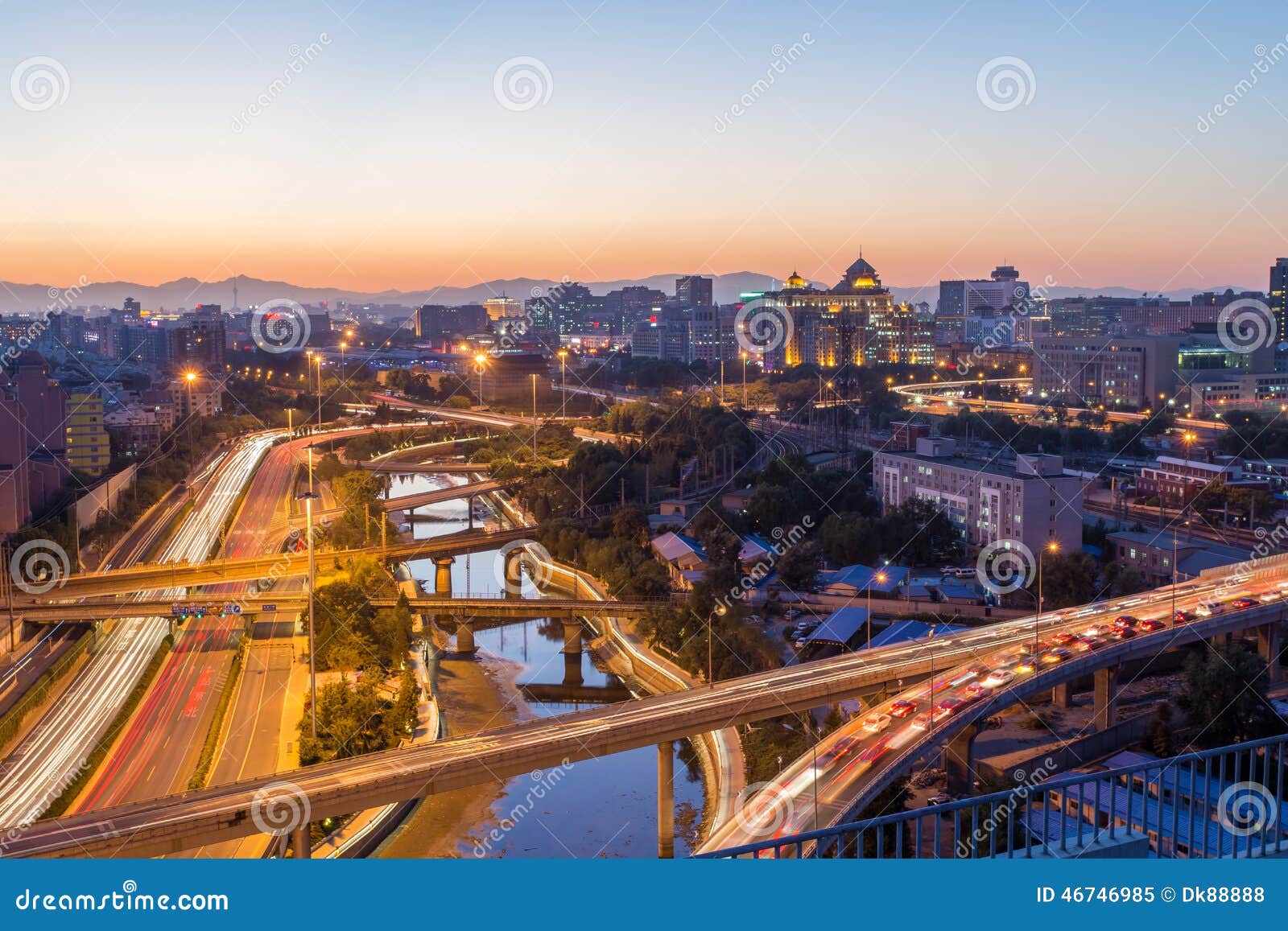 Beijing overpass at night stock image. Image of city - 46746985