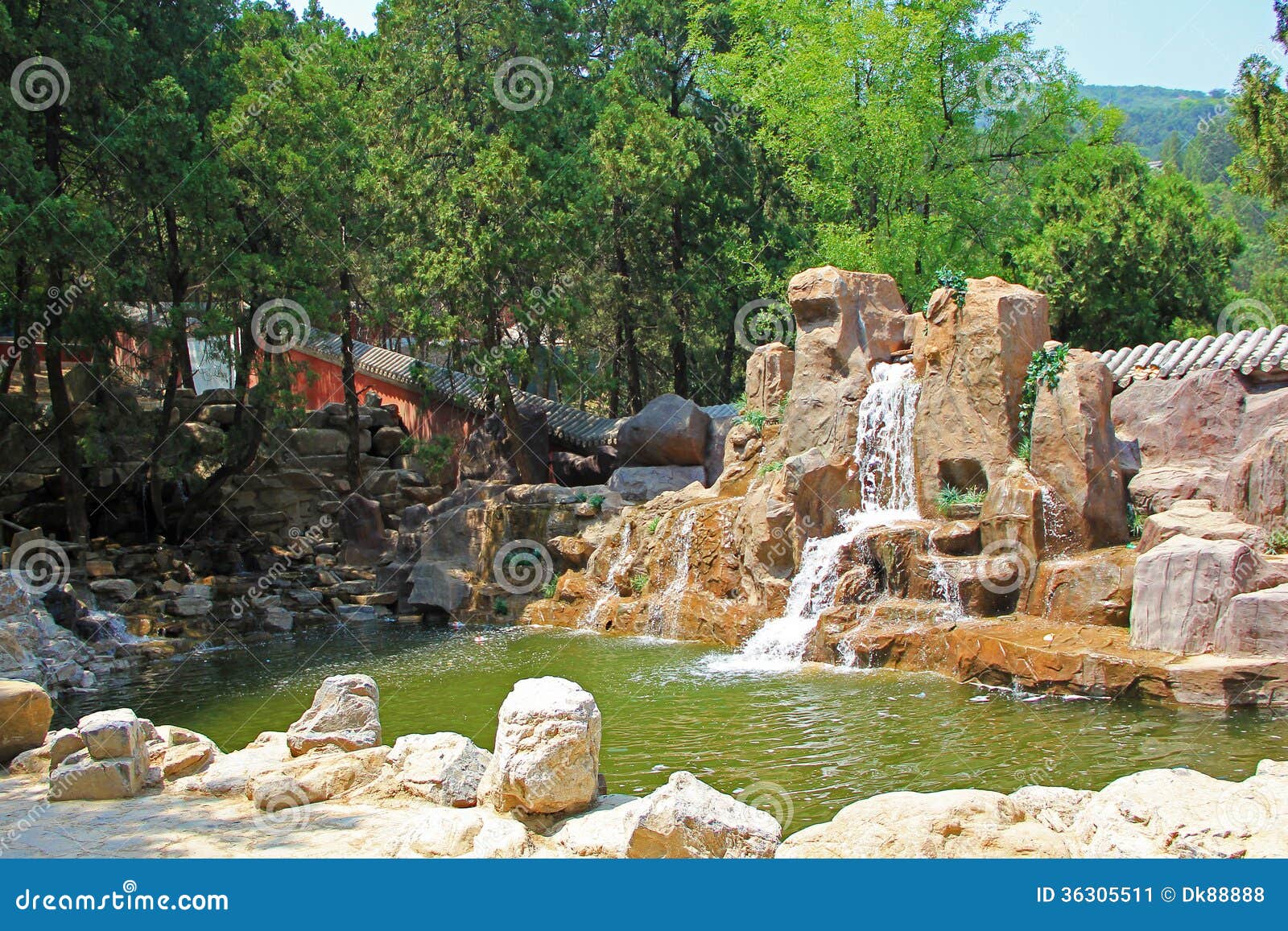 Beijing park waterfall stock image. Image of element - 36305511