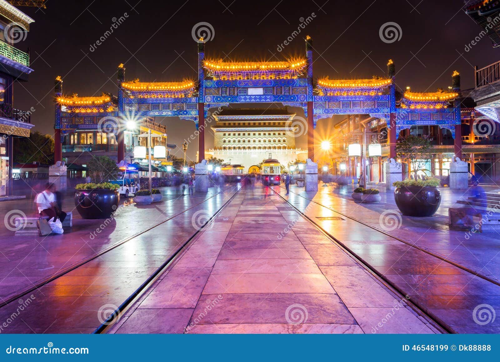 Beijing qianmen at night editorial stock image. Image of eastern - 46548199
