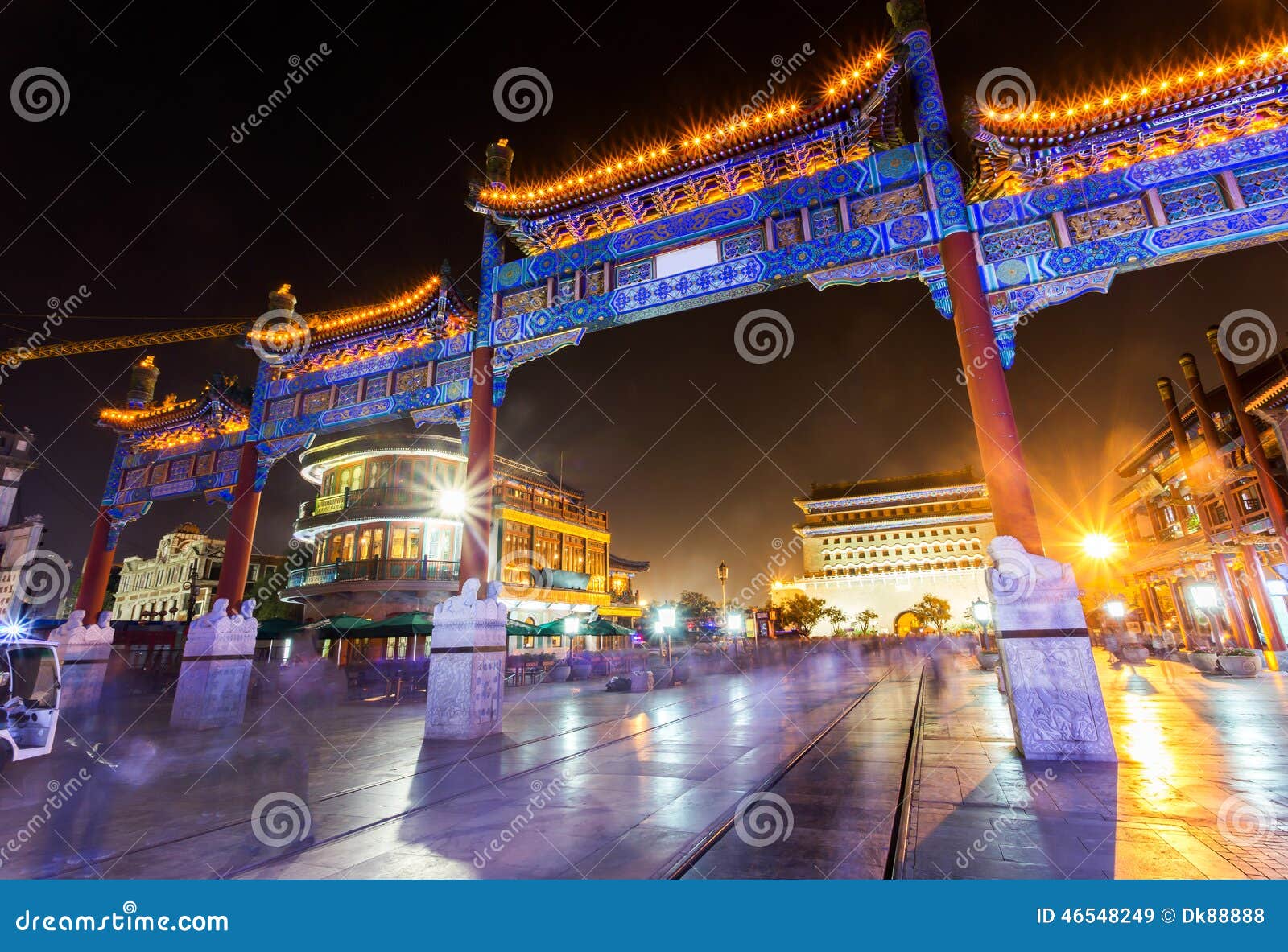 Beijing qianmen at night editorial stock image. Image of chinese - 46548249