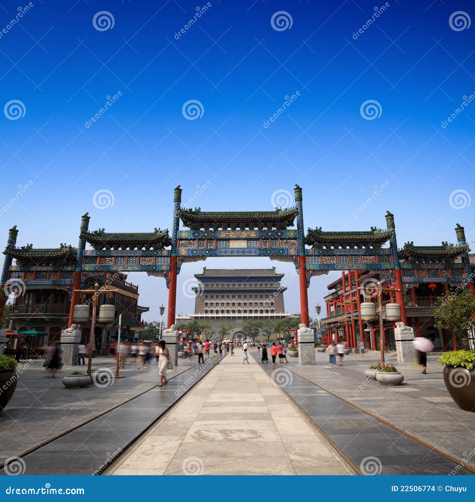 Beijing qianmen street editorial stock image. Image of architecture ...