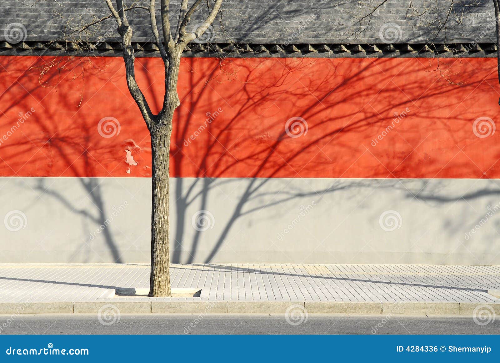 Beijing Red Fence Wall stock photo. Image of wall, grey - 4284336