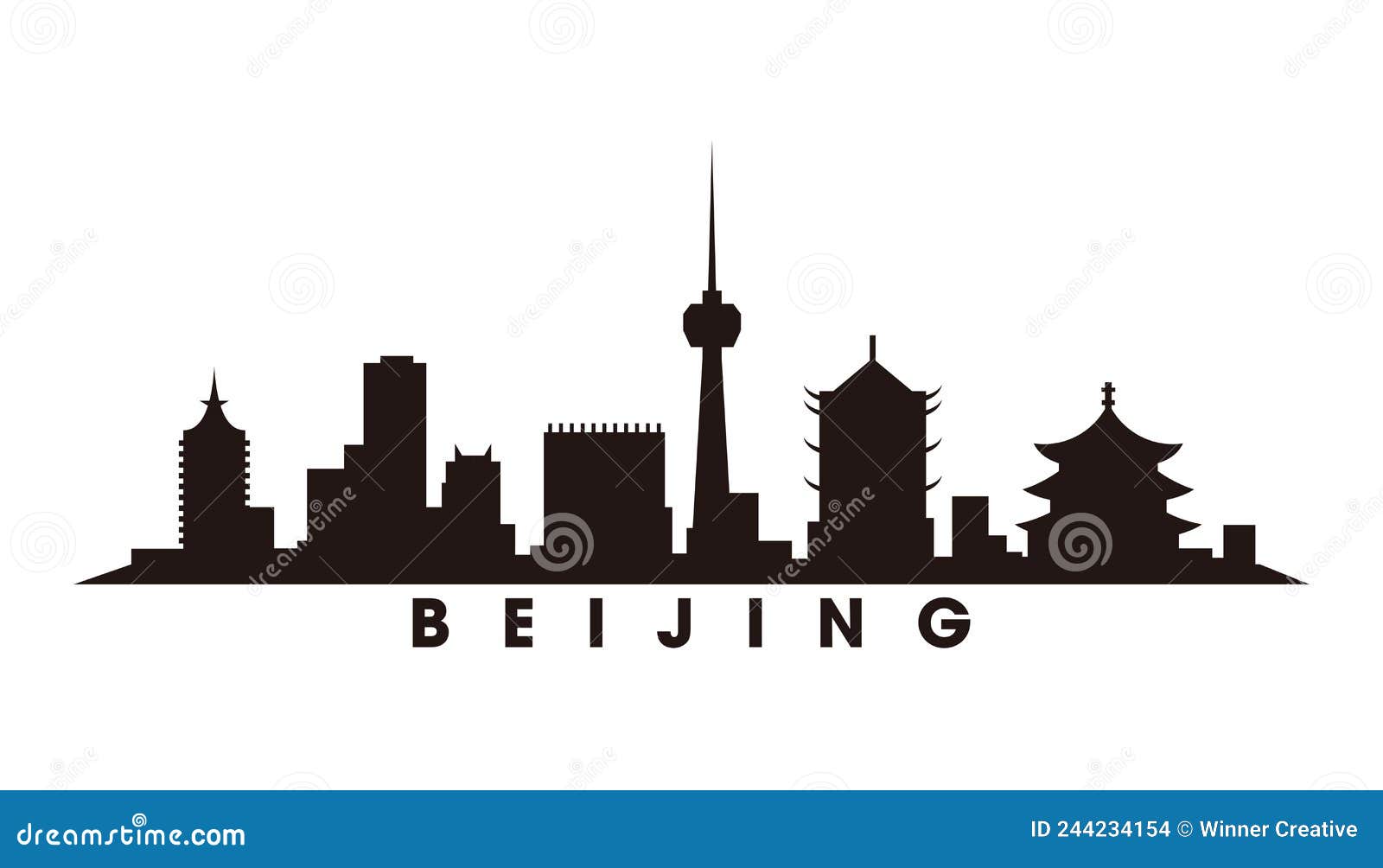 Beijing Skyline and Landmarks Silhouette Vector Stock Vector ...